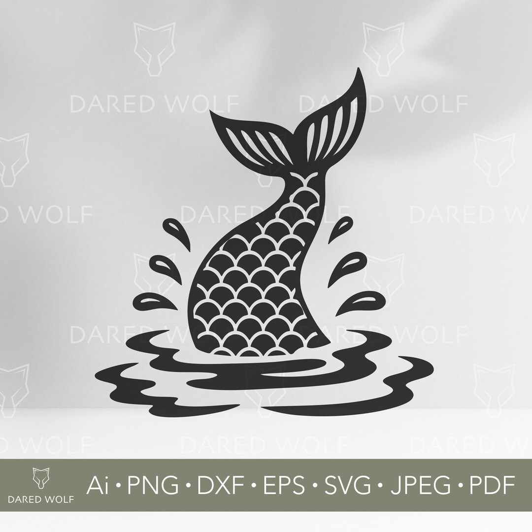 Mermaid Tail Vector Art | Ocean Splash SVG for Cricut and Silhouette ...