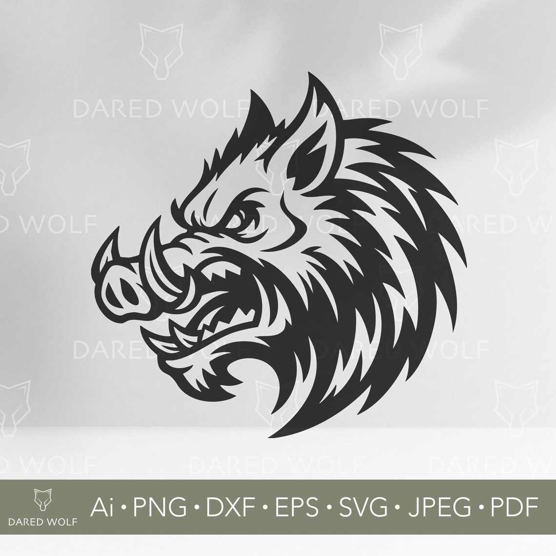 Wild Boar Head Vector: Angry Hog SVG Clipart for Cricut, Silhouette ...