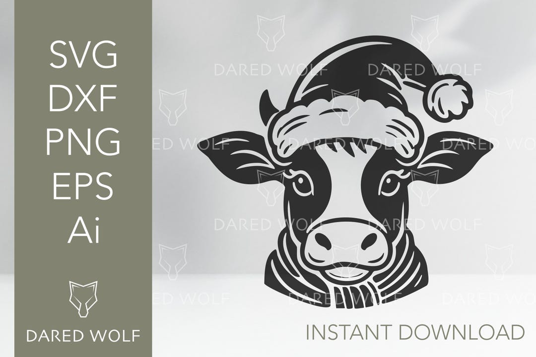 Christmas Cow Vector Art | Festive Farm Animal SVG for Cricut and ...