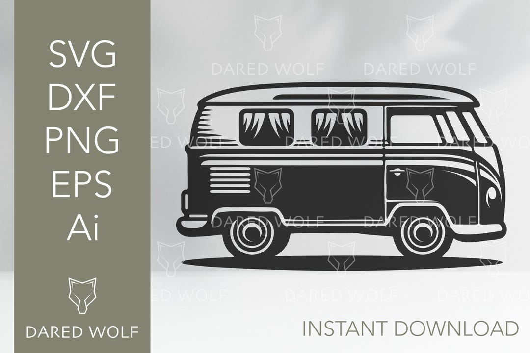 Retro Minivan SVG | Vintage Camper Van Vector Art | Cricut and ...