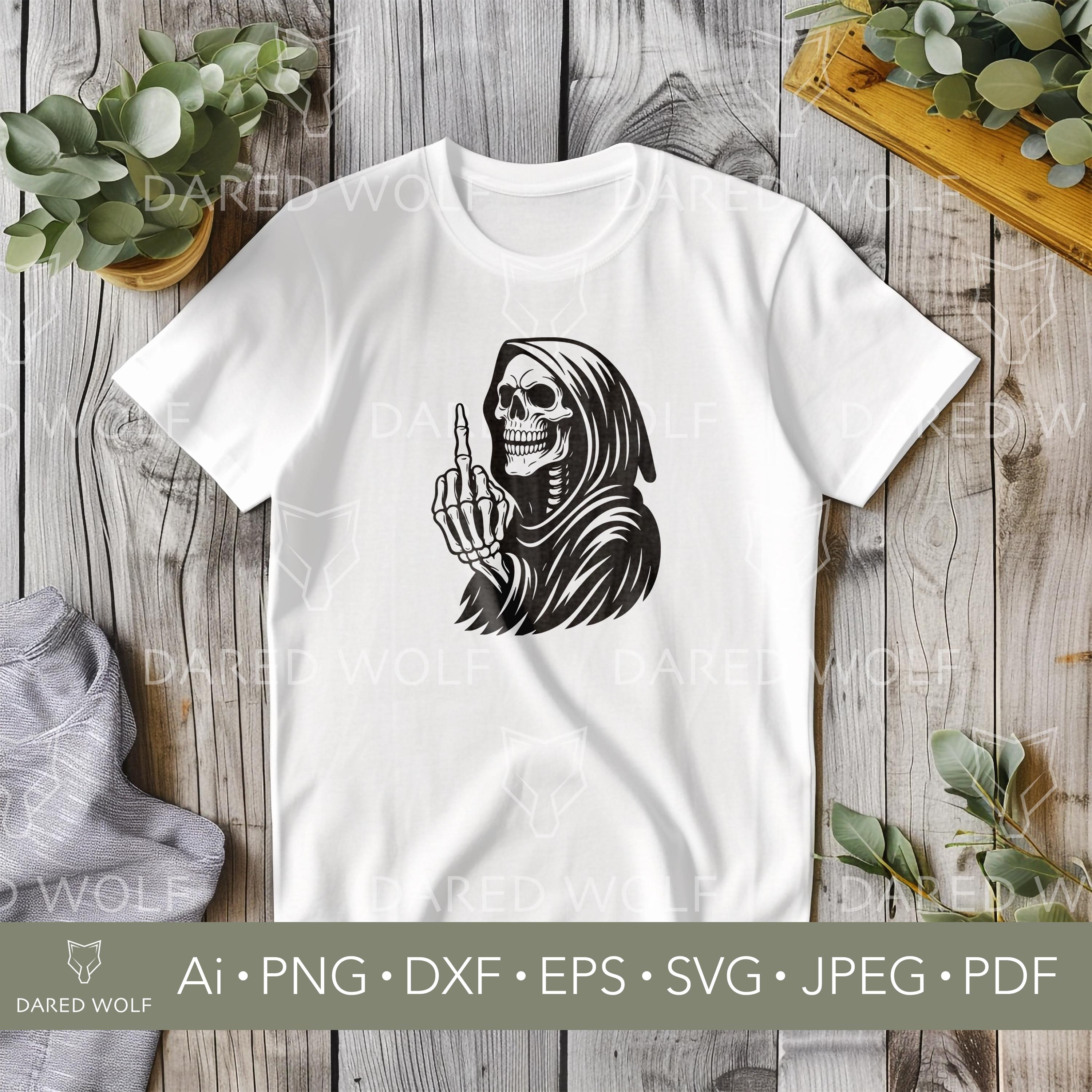Grim Reaper Middle Finger Vector Art | Skeleton SVG for Cricut and ...