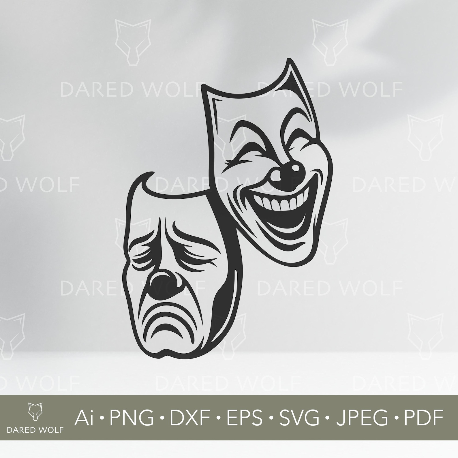 Laugh Now Cry Later Clown Masks SVG | Comedy Tragedy Vector for Cricut ...