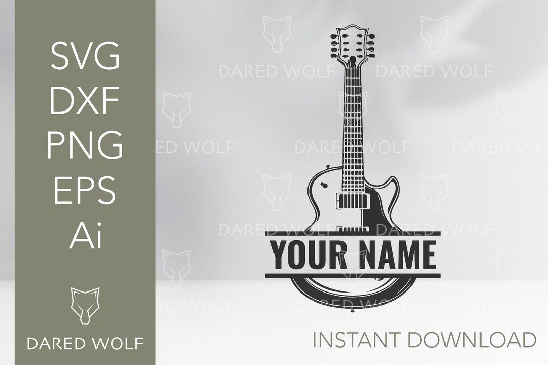Split Guitar Shape Vector Cut File | Split Monogram Svg | Guitar Shape ...