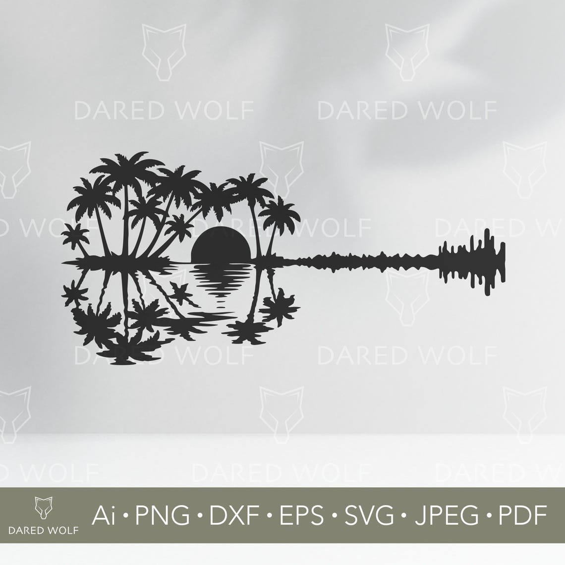 Guitar Sunset Vector Art | Tropical Music SVG for Cricut and Silhouette ...