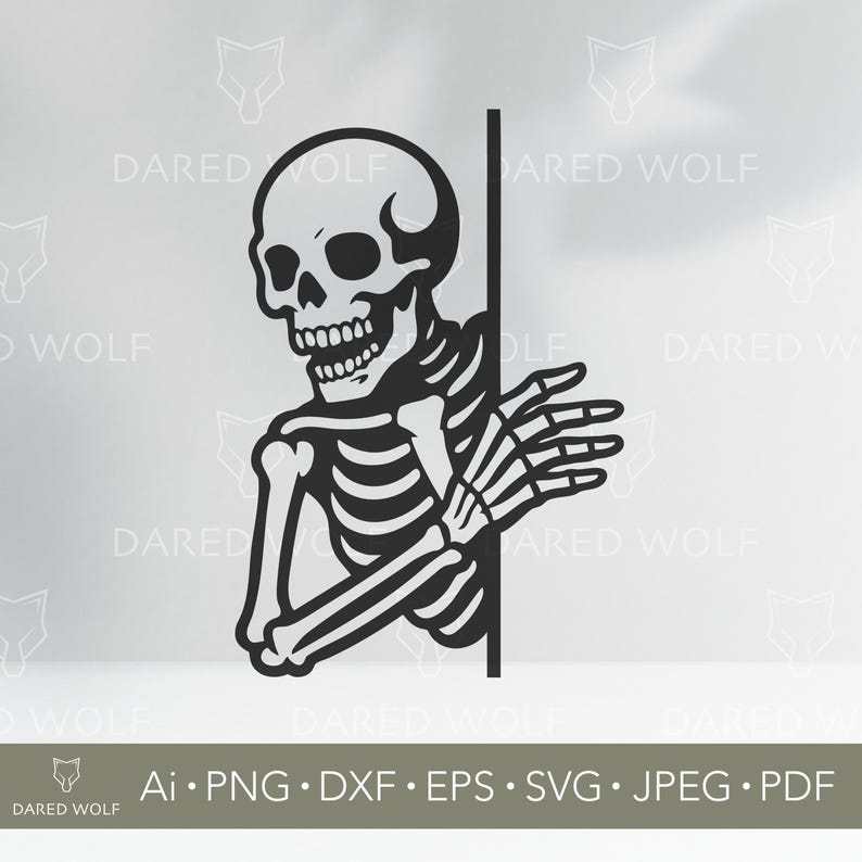 Peeking Skeleton SVG: Halloween Clipart for Cricut, Silhouette (digital ...