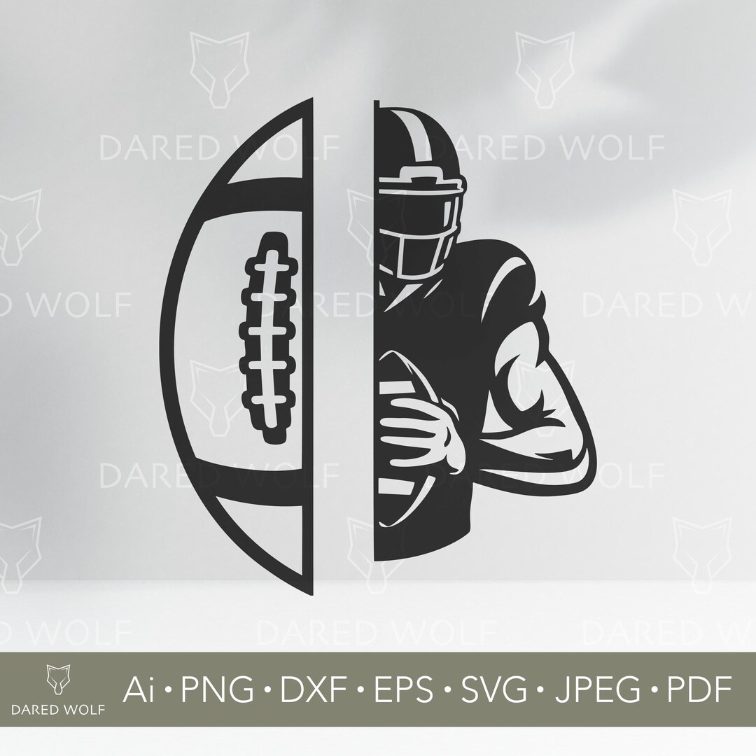 Football Split Monogram Vector Art | American Football SVG for Cricut ...