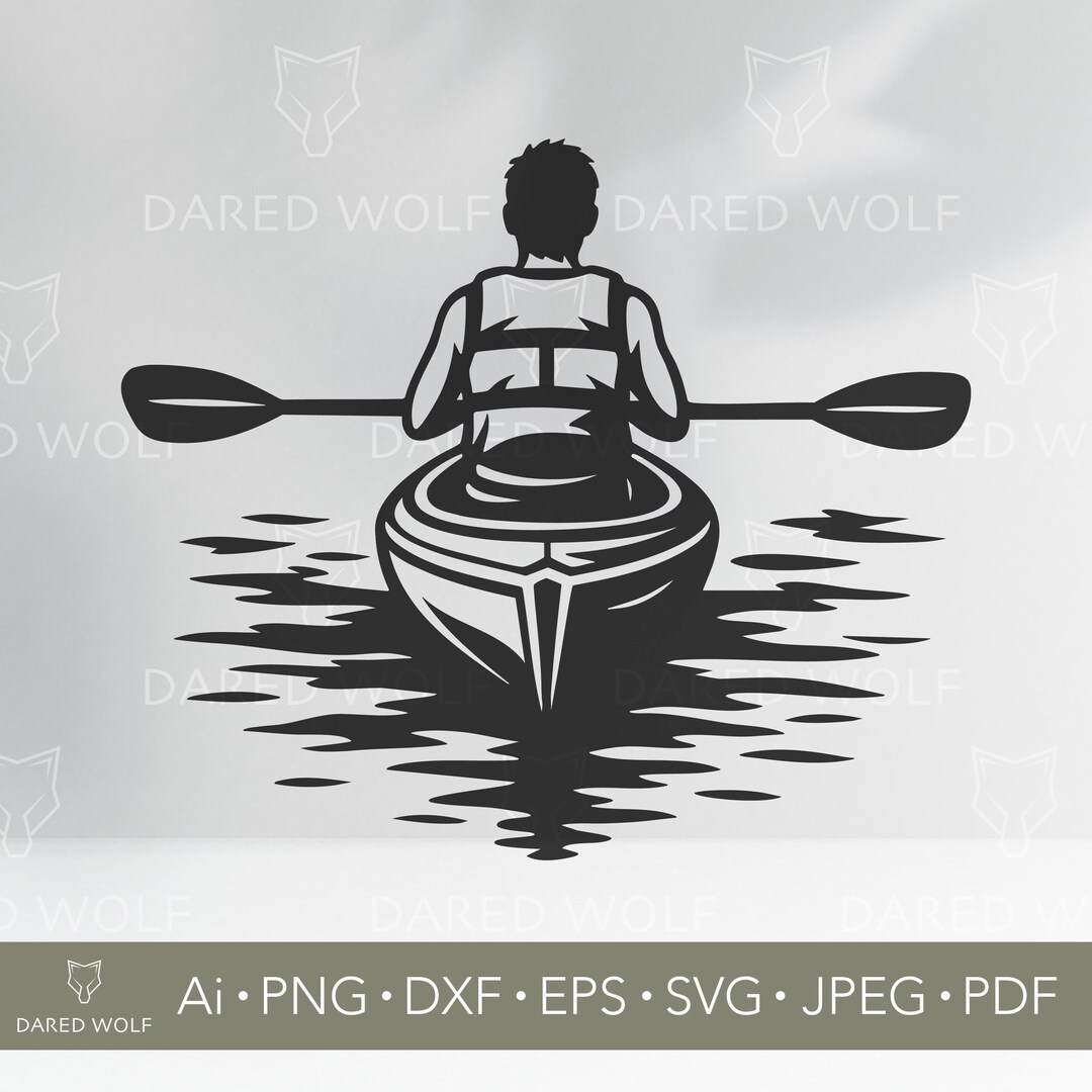 Kayak Canoe SVG: Man on Lake Vector Art (digital File) - Etsy