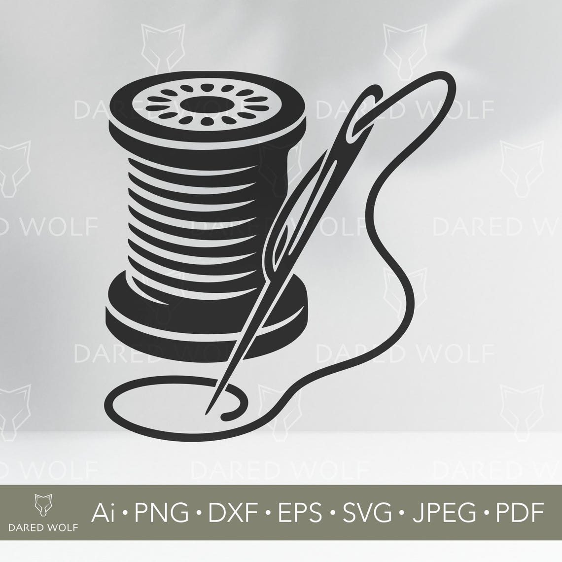 Sewing SVG - Spool and Needle Clipart - Black Vector for Embroidery ...