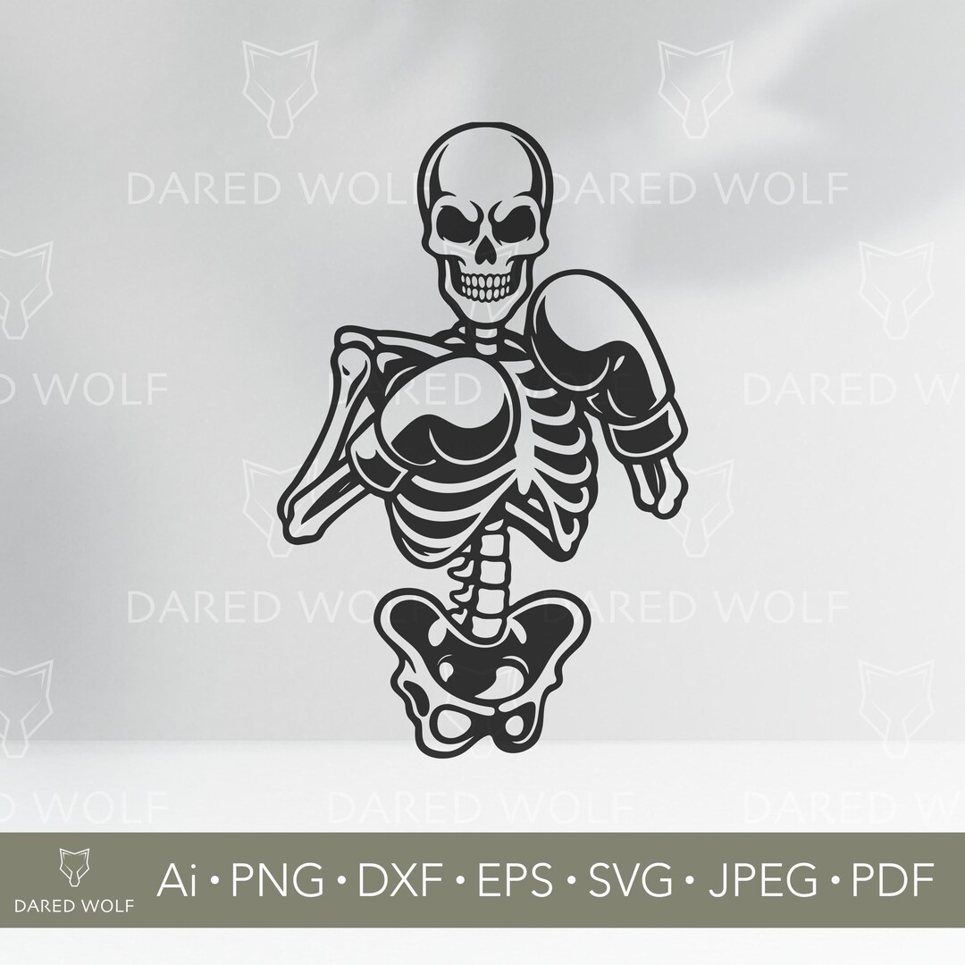 Boxing Skeleton SVG Clipart | Halloween Skeleton Boxer Design for ...