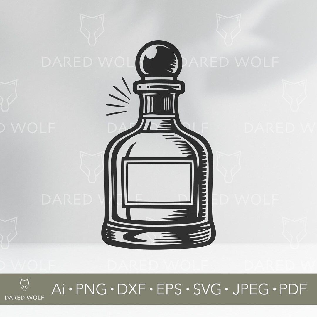 Whiskey Bottle Vector Art: Vintage Liquor Decanter SVG, Cricut Ready ...