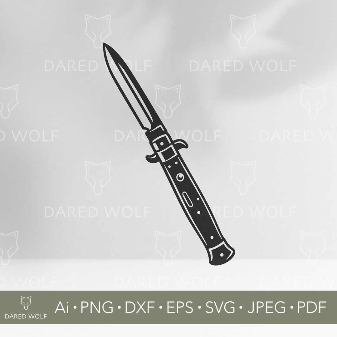 Switchblade Knife Clipart - Tactical Folding Knife Silhouette - EDC ...