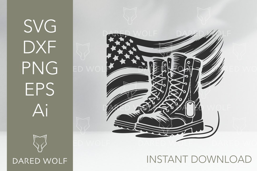US Combat Boots Vector Cut File | Combat Boots Clipart | Army Boots Svg ...
