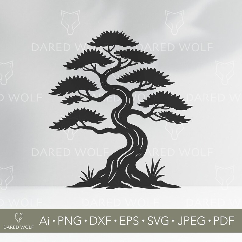 Bonsai Tree Vector Art: Japanese Zen Garden SVG Clipart (digital ...