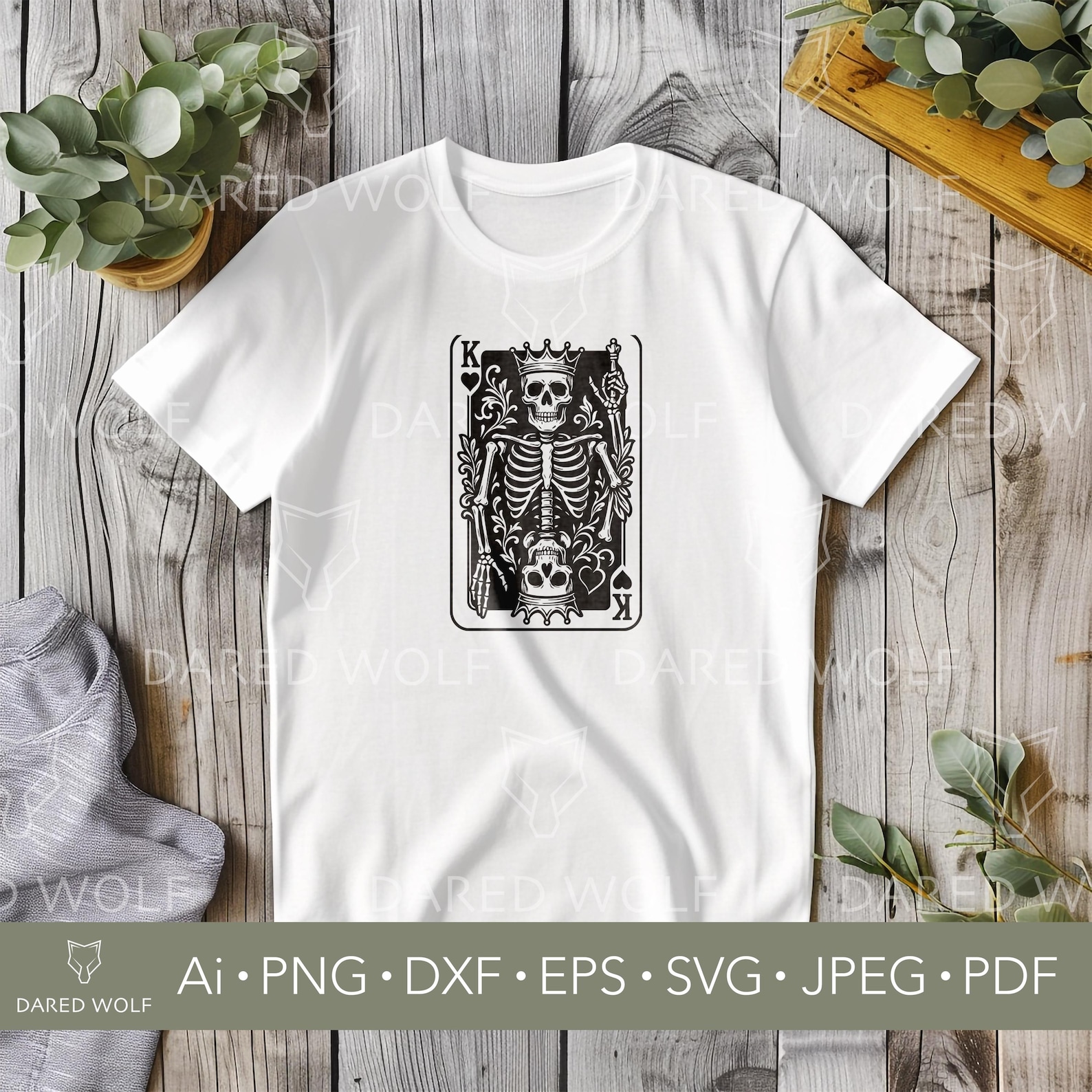 Skeleton King Playing Card SVG: Gothic Skull Vector Art (digital File ...