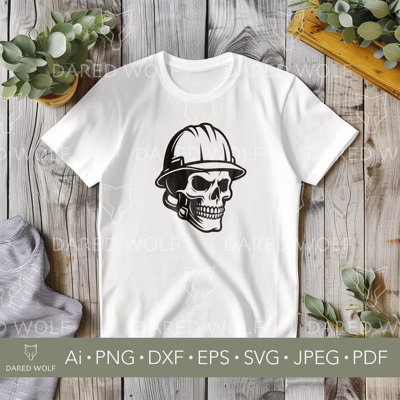 Skull With Hard Hat SVG | Construction Worker Vector for Cricut and ...