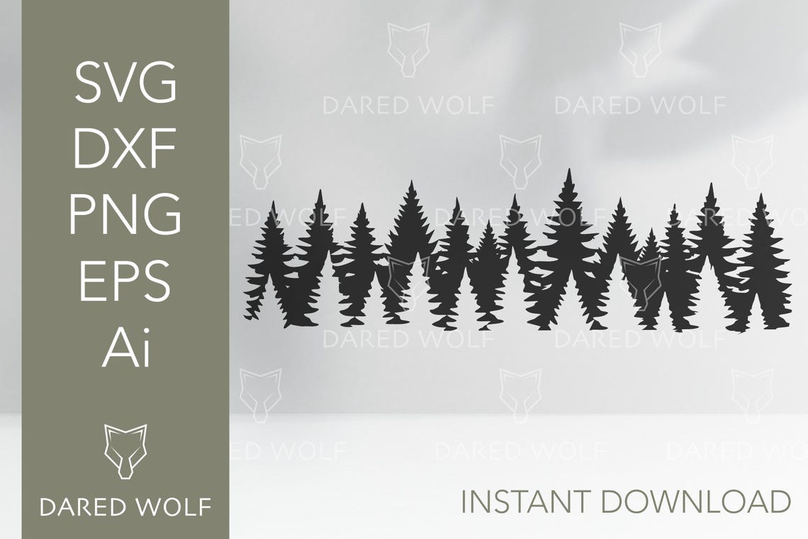 Forest Treeline Vector Art | Pine Tree Silhouette SVG for Cricut and ...