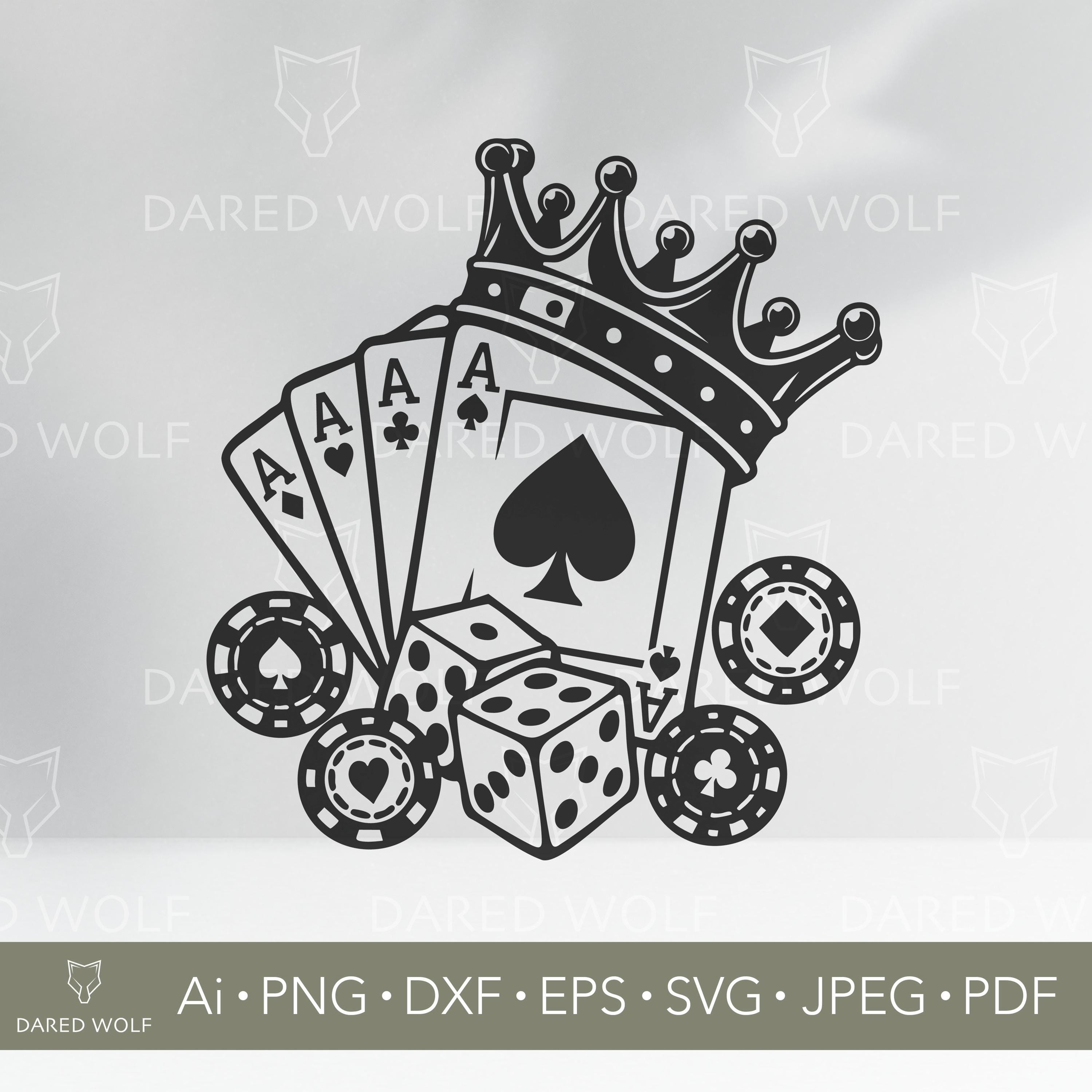 Poker Cards Crown Vector Art: Casino SVG, Cricut & Silhouette (digital ...