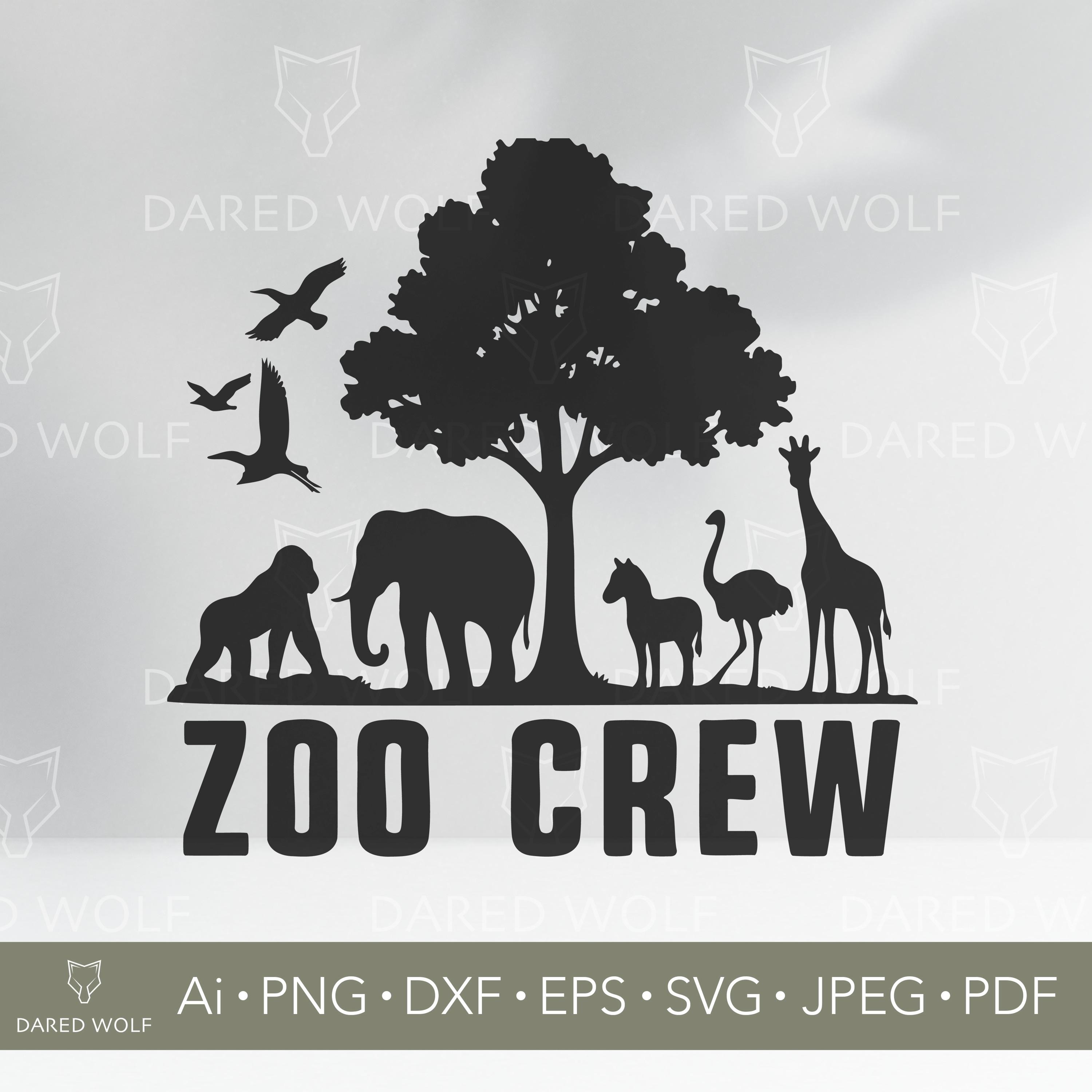 Zoo Crew SVG Vector Art | Safari Animals Silhouette Design for Cricut ...