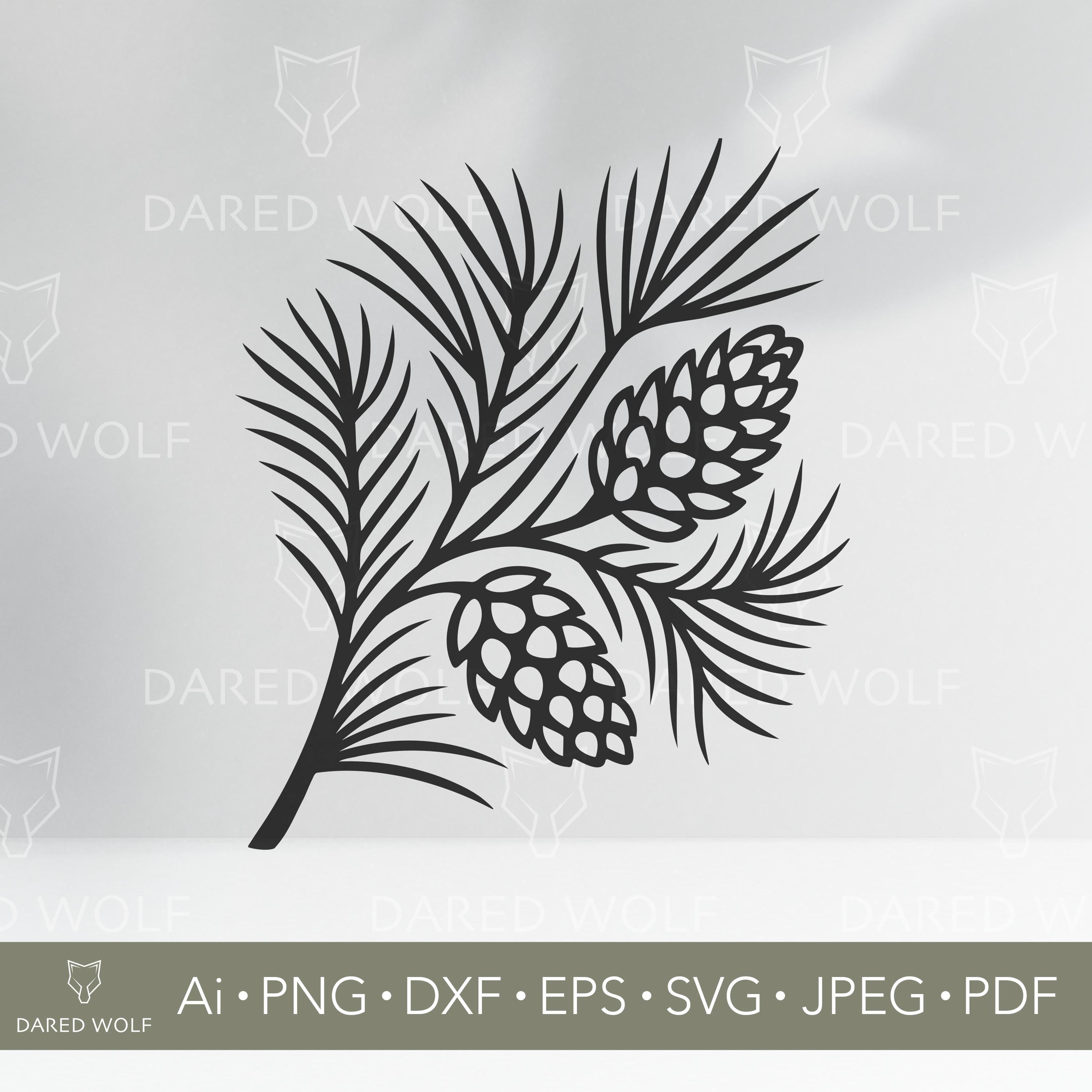 Pine Cone Clipart - Evergreen Branch Silhouette - Winter Forest Design ...