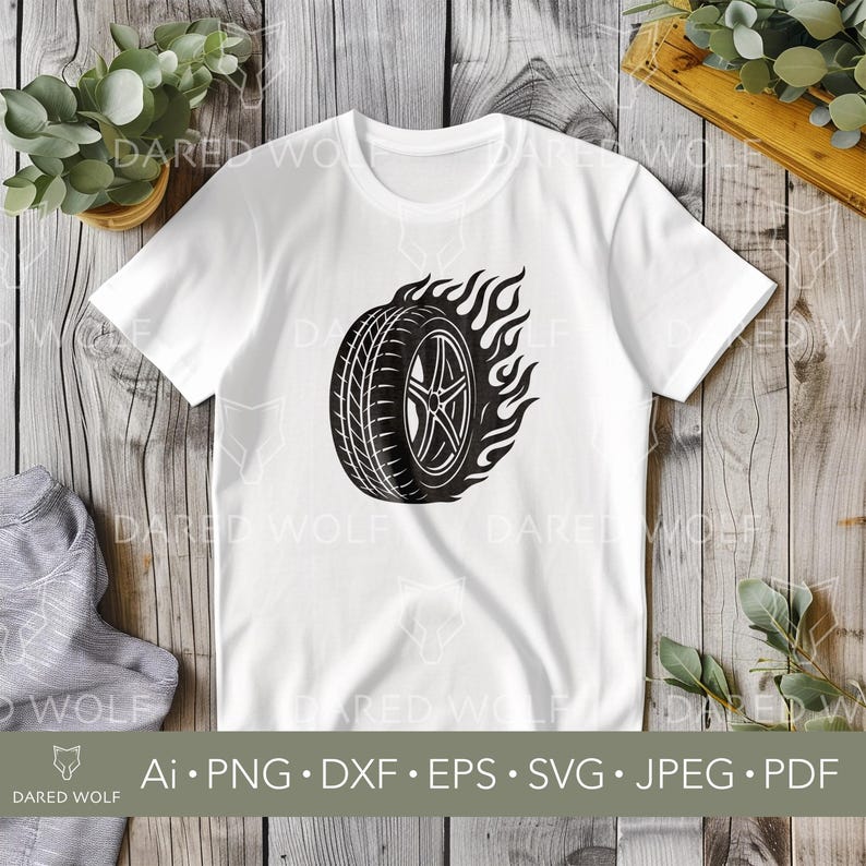 Flaming Tire SVG Design | Racing Wheel Vector Art for Cricut and ...