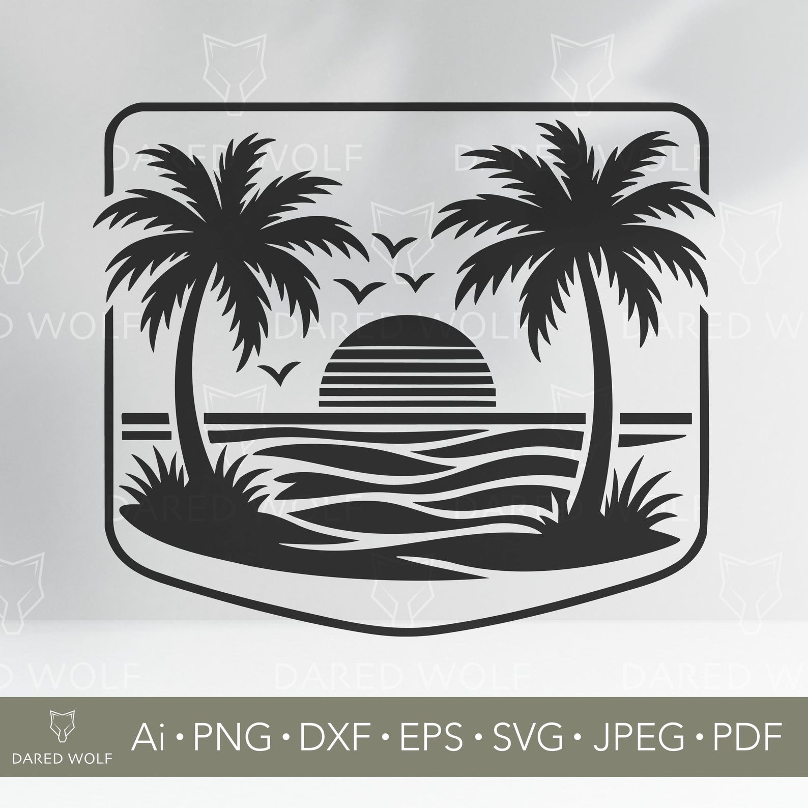 Tropical Sunset SVG: Palm Tree Beach Vector Art (digital Download) - Etsy