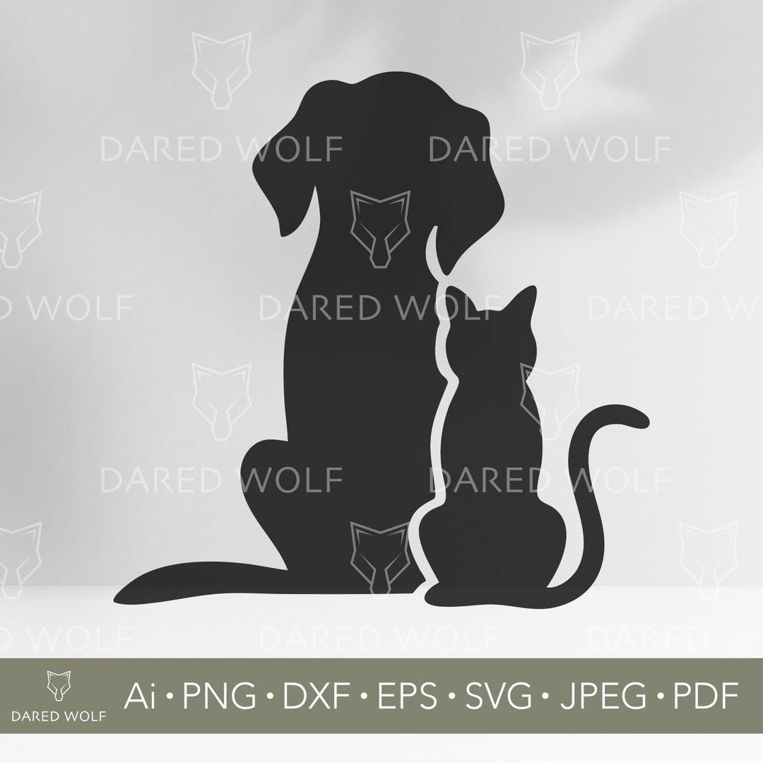 Dog and Cat Silhouette Vector: Pet SVG for Cricut (digital File) - Etsy