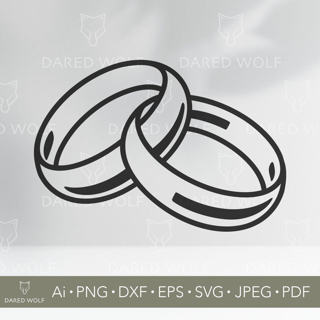 Interlocked Wedding Rings SVG: Marriage Symbol Clipart (digital ...