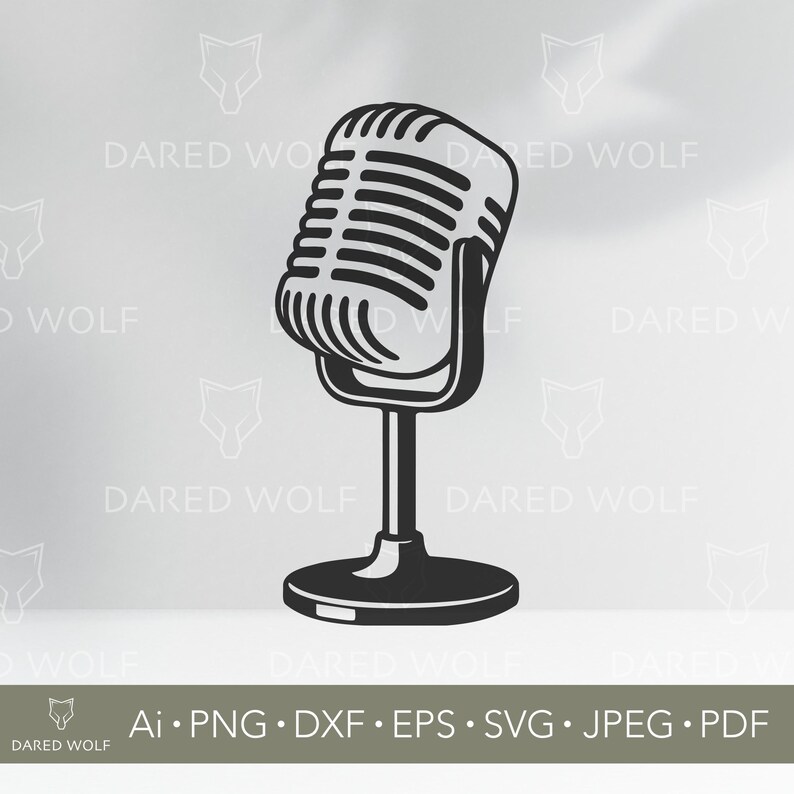 Retro Microphone SVG Design | Vintage Mic Vector for Cricut and ...