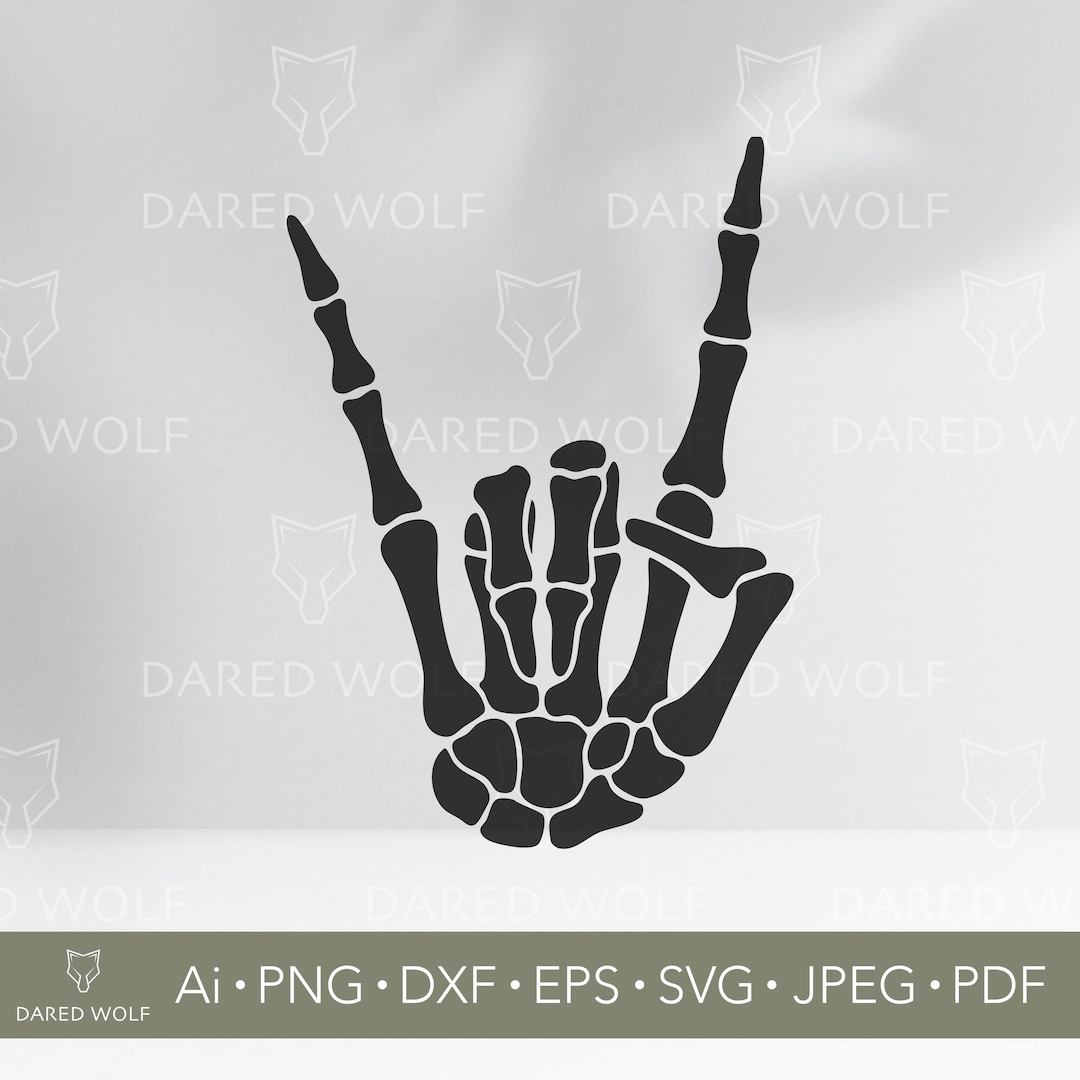 Skeleton Rock Hand Vector Art | Metal Horns SVG for Cricut and ...