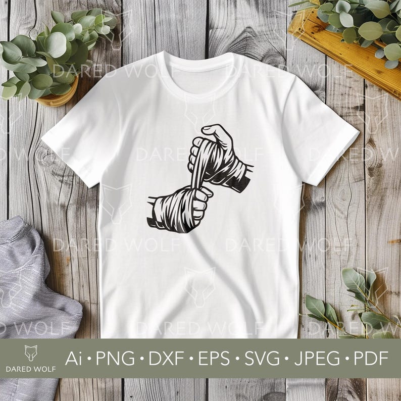 MMA Hand Wrap Vector Art: Fighter SVG, Cricut & Silhouette (digital ...
