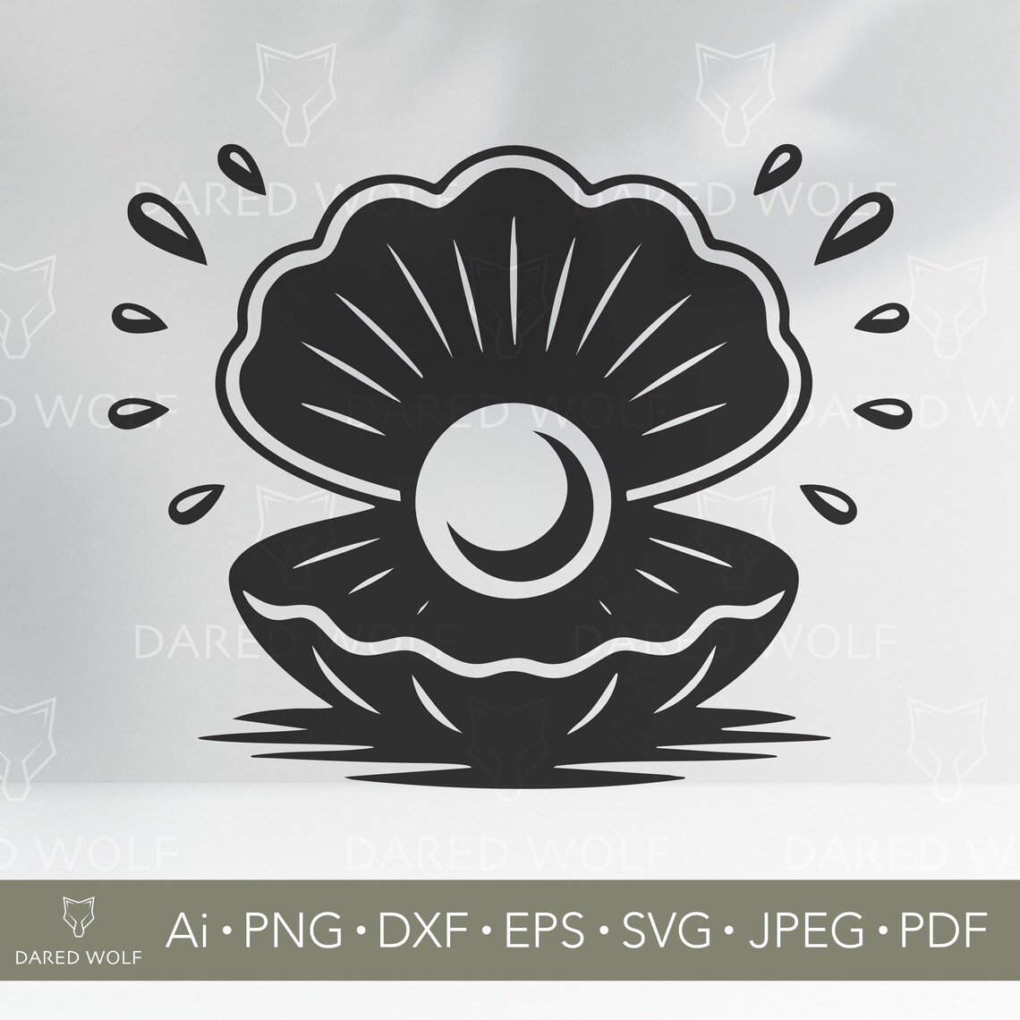 Pearl Oyster Shell SVG: Clam Seashell Clipart, Nautical Vector Art ...
