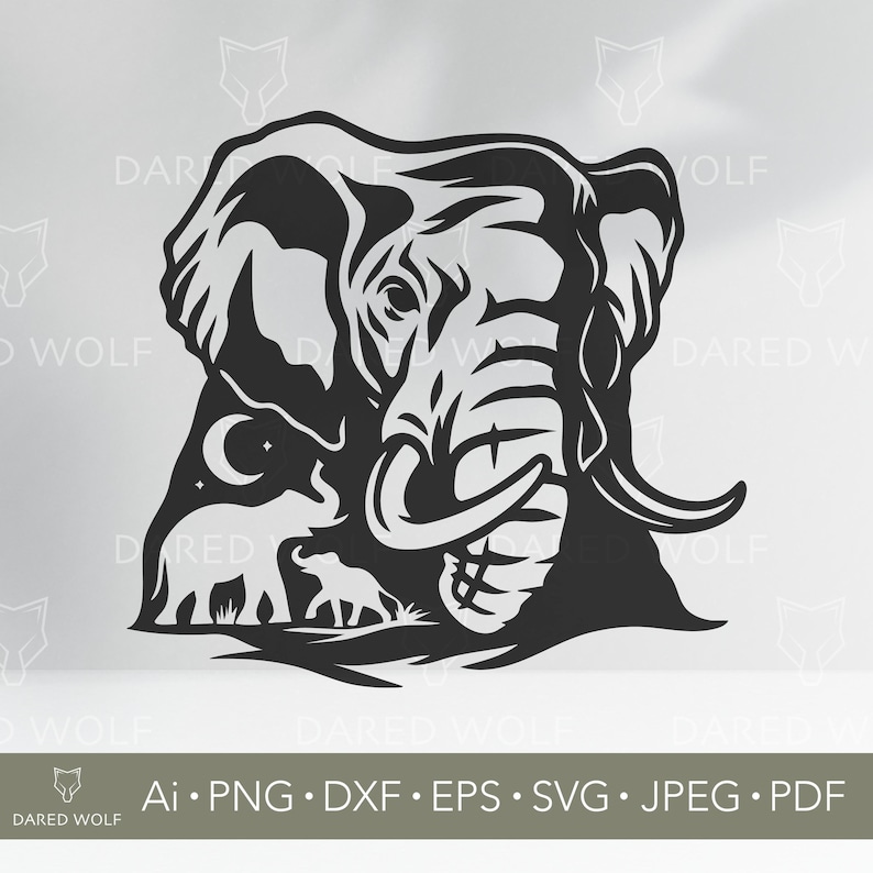 Elephant Scene SVG File | Wildlife Safari Vector for Cricut ...