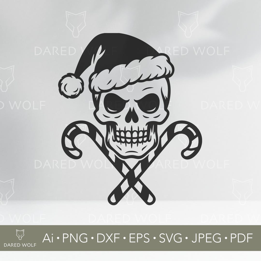 Christmas Skull Vector Art: Gothic Santa Hat Design (digital Download ...