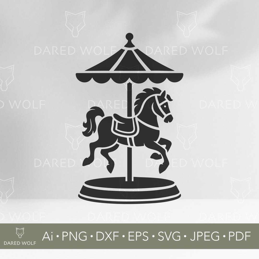 Vintage Carousel Horse Illustration: Circus Fairground Art (digital ...