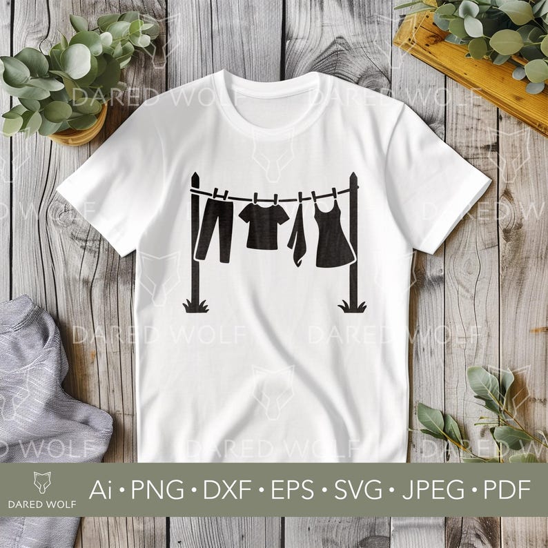 Clothesline SVG - Farmhouse Laundry Clipart - Hanging Clothes ...