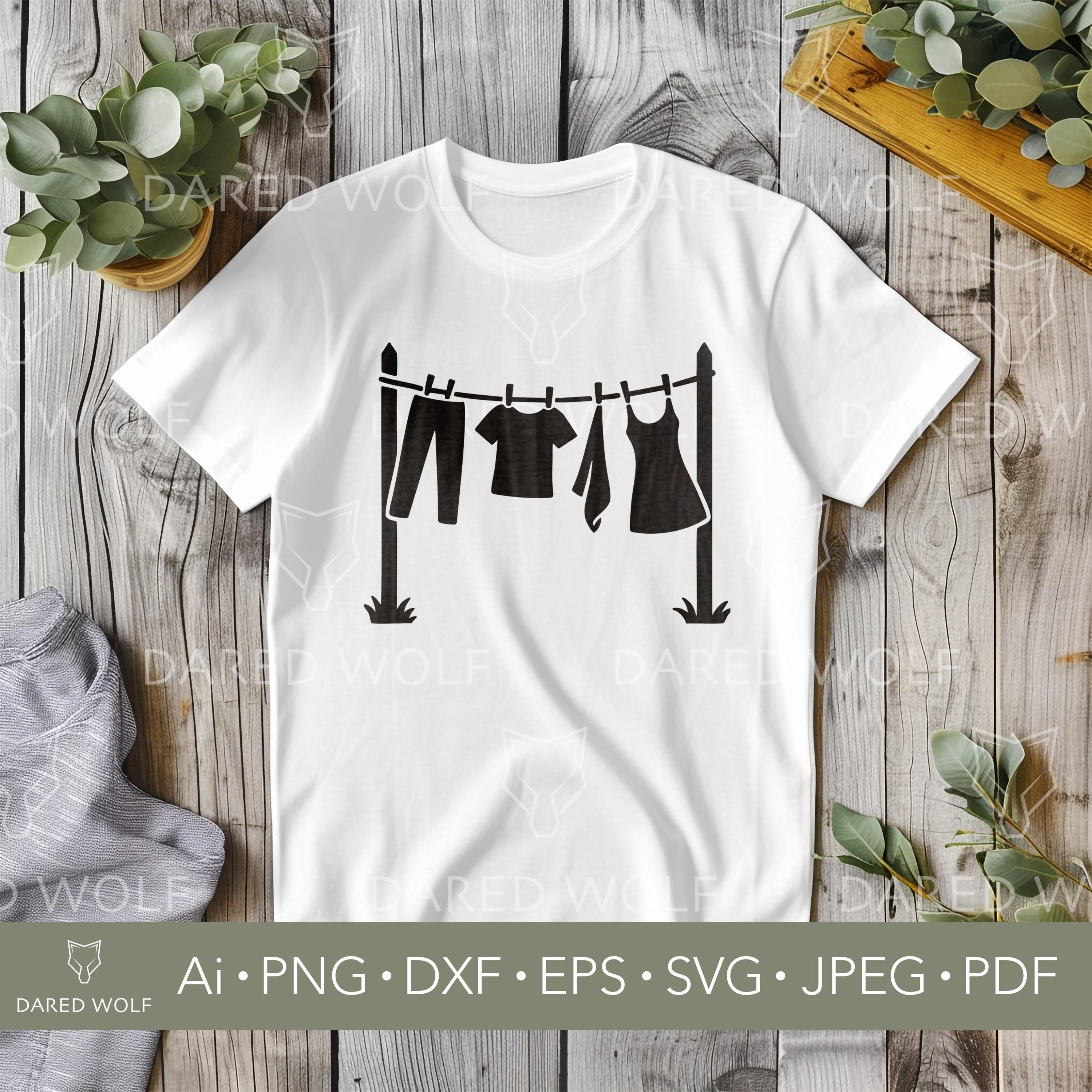 Clothesline SVG - Farmhouse Laundry Clipart - Hanging Clothes ...