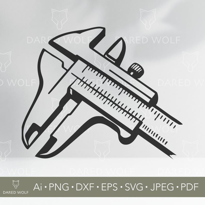 Caliper Clipart - Industrial Tool Drawing - Bold Black Lineart for CNC ...