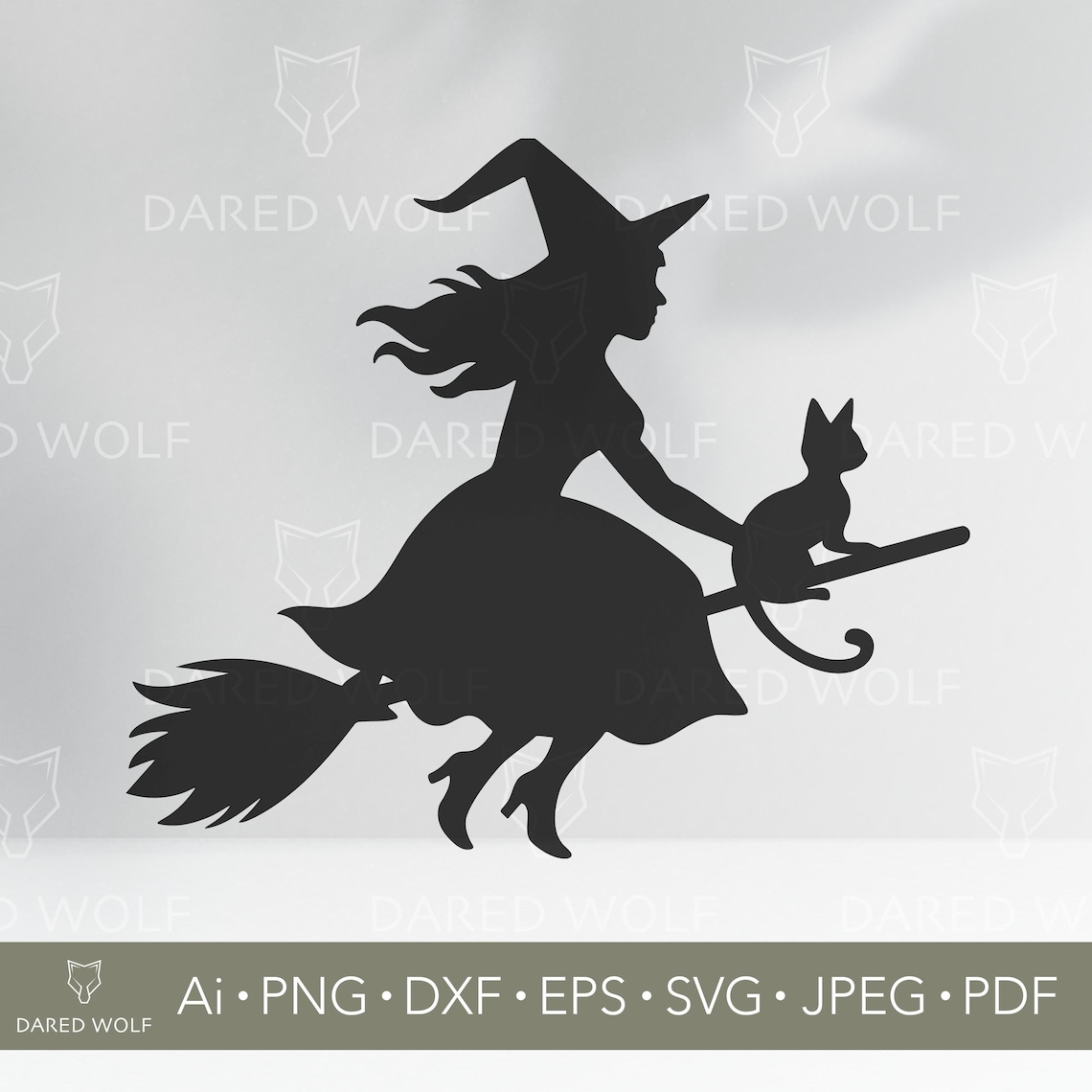 Witch on Broom SVG With Cat | Halloween Vector File for Cricut ...