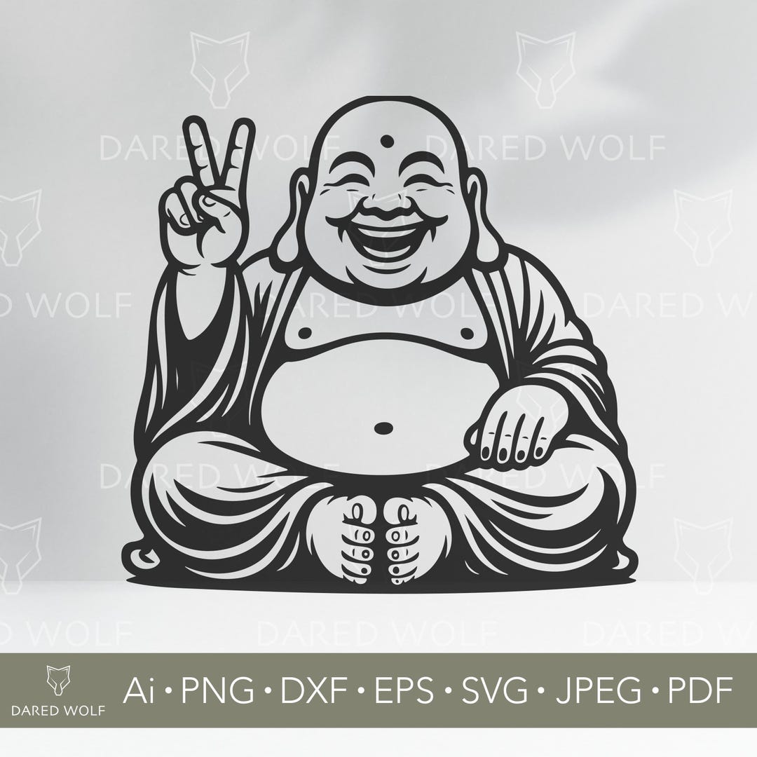 Cool Buddha Vector Art | Peace Sign SVG for Cricut and Silhouette | Zen ...