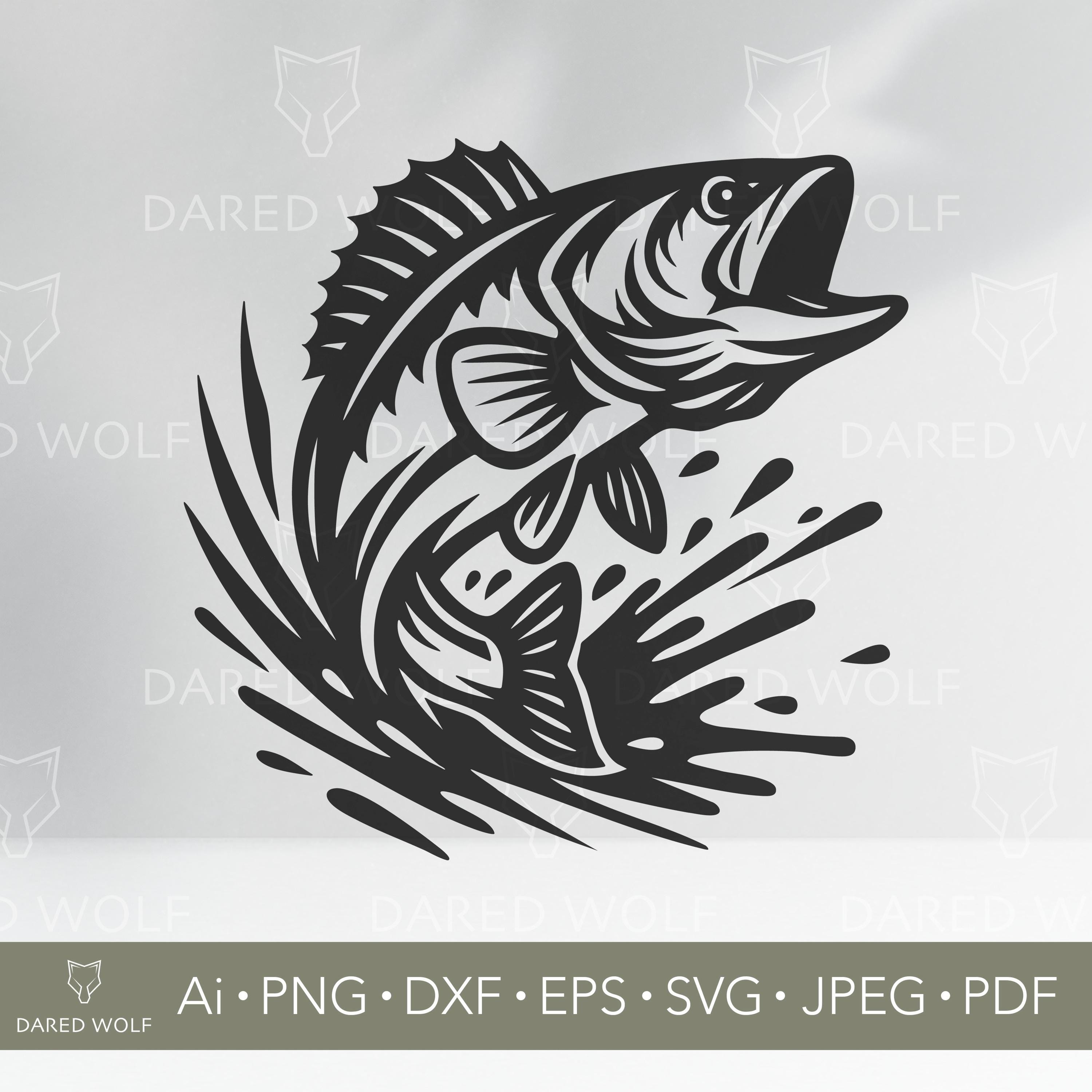 Jumping Fish SVG: Angler Vector Art for Cricut & Silhouette (digital ...