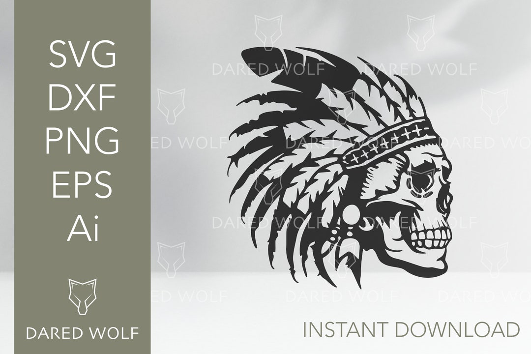 Indian Skull Vector Cut File | Indian Skull Clipart | Skeleton Skull ...