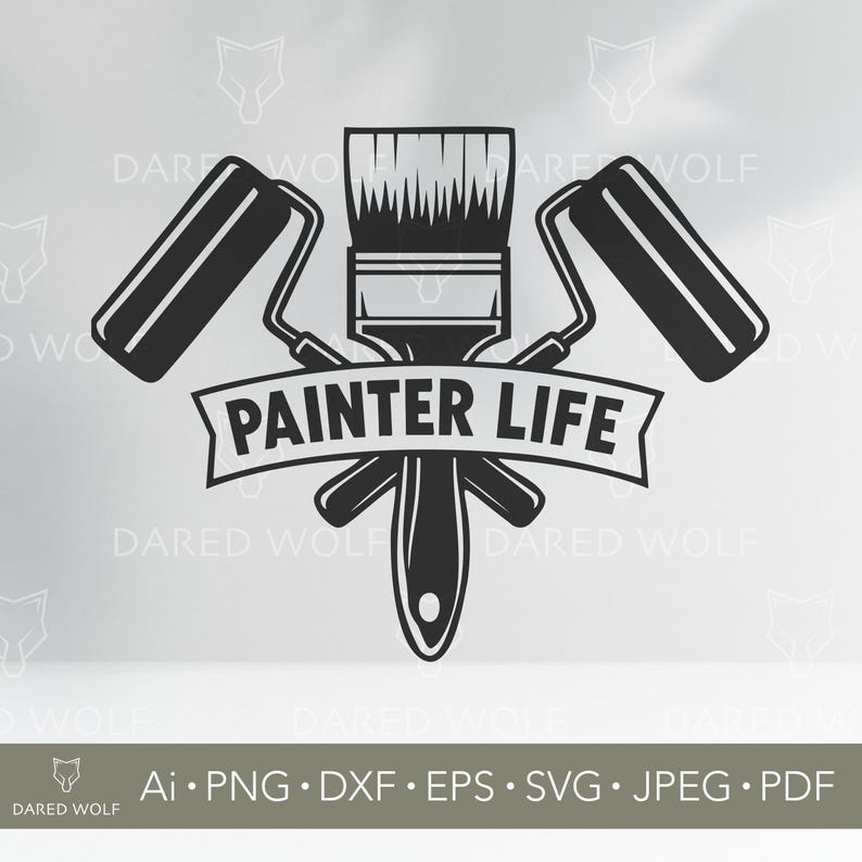 Painter Life SVG: Paint Brush & Roller Clipart (digital File) - Etsy