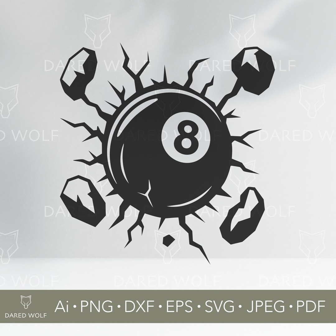 8 Ball Cracked Wall SVG: Pool Vector, Cricut & Silhouette Design ...
