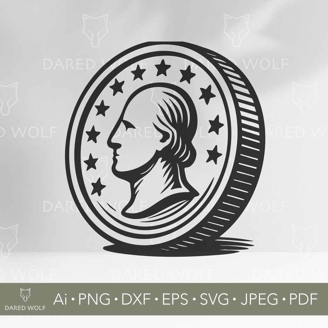 Coin SVG - Vintage Currency Clipart - Bold Money Silhouette for Laser ...