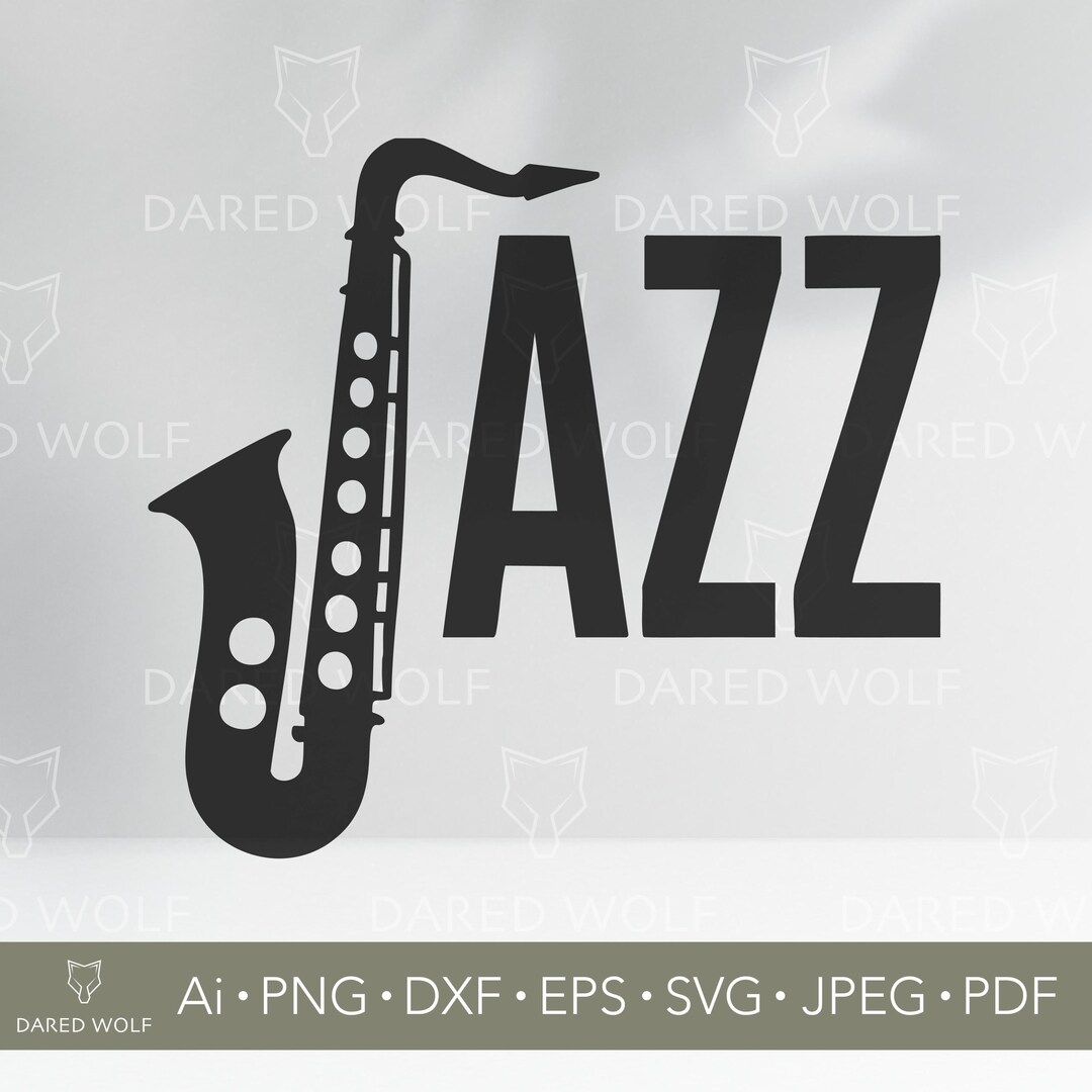 Jazz Saxophone SVG Design: Musical Instrument Clipart (digital Download ...