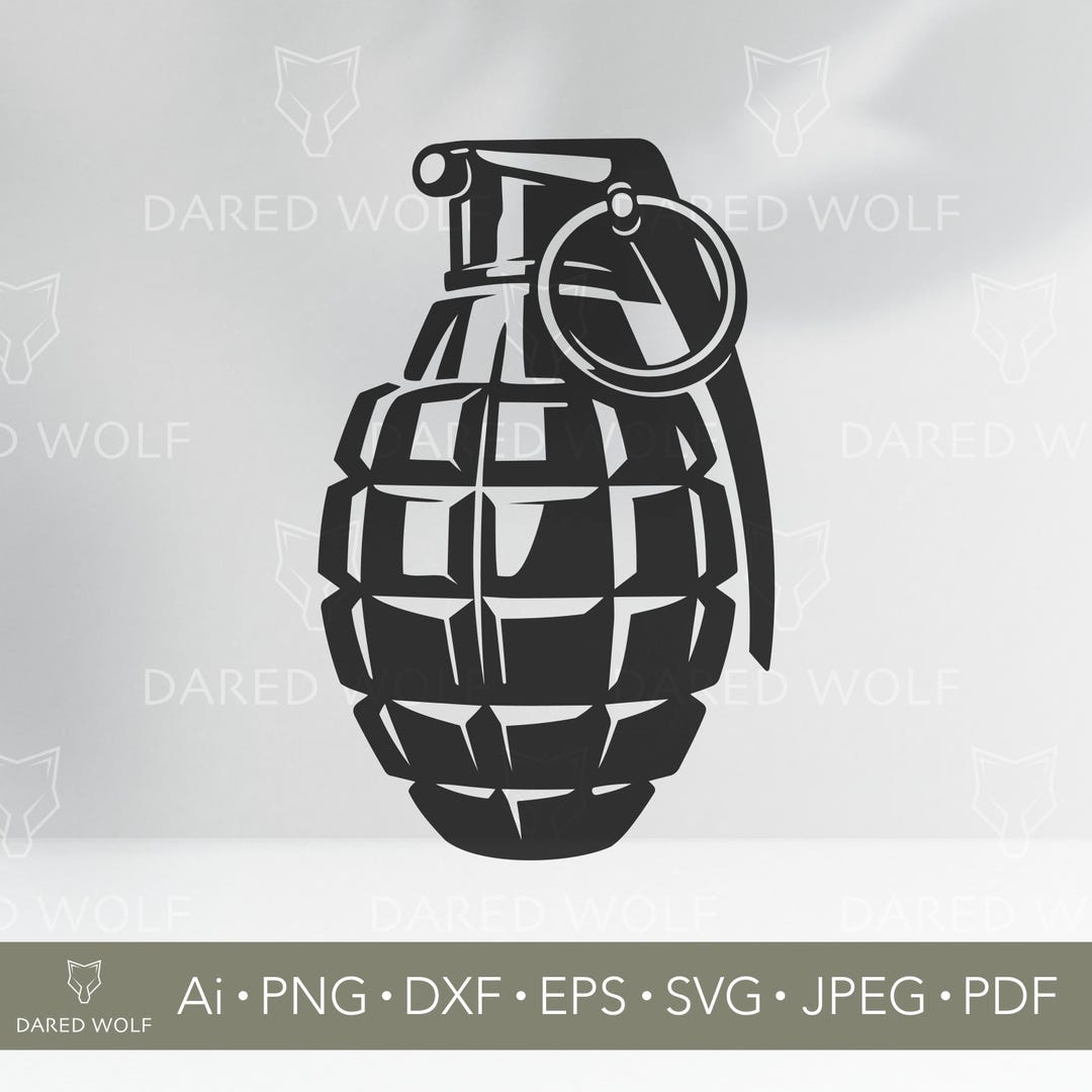 Grenade SVG - Hand Bomb Silhouette - Military Explosive Design - Laser ...