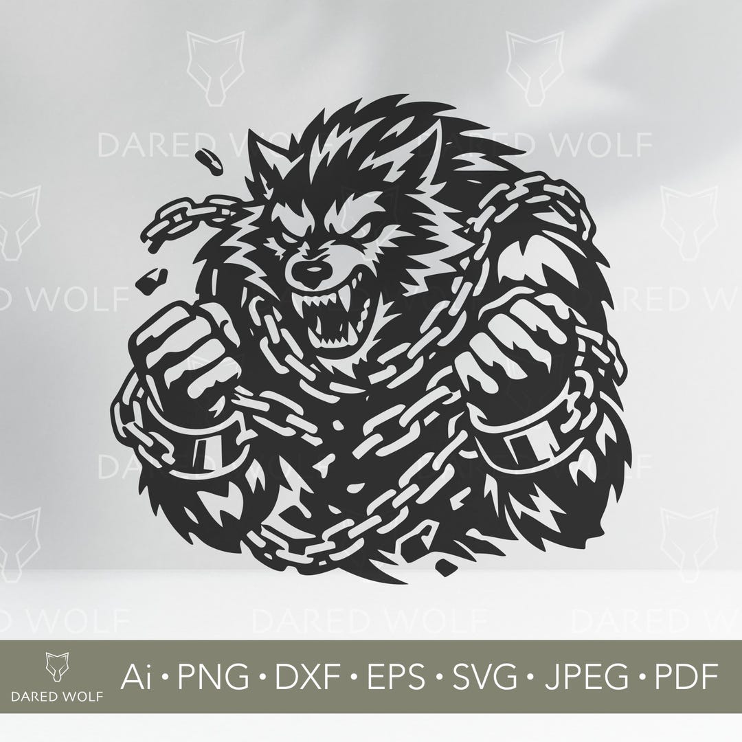 Werewolf SVG - Angry Wolf Breaking Chains Clipart - Fierce Fantasy ...