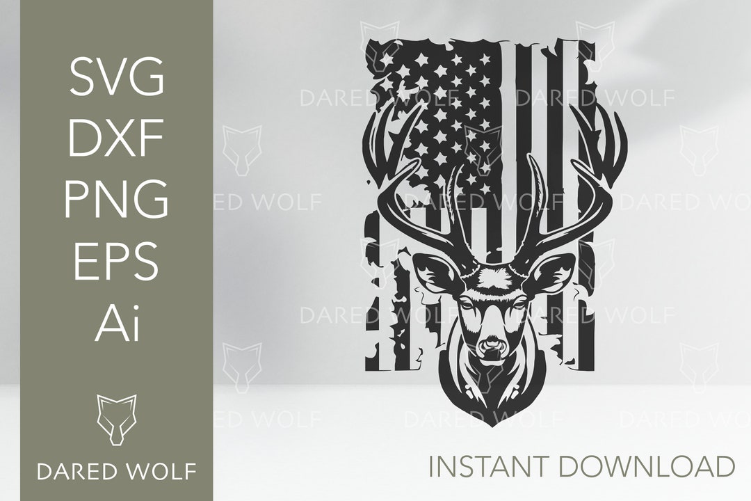 US Buck Head Vector Cut File | USA Deer Hunt Clipart | American Elk ...
