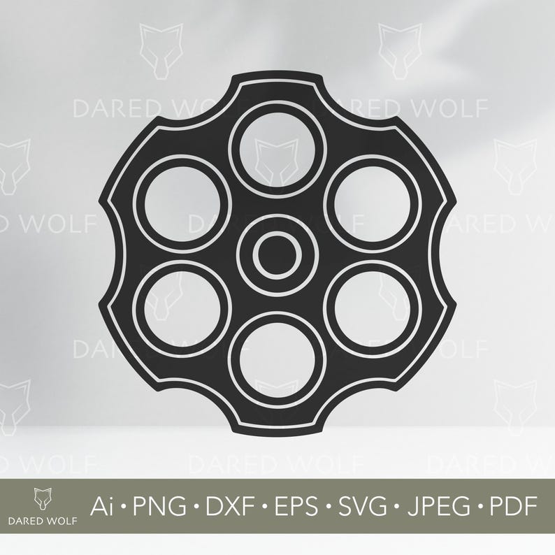 Revolver Cylinder SVG | Firearm Pistol Chamber Vector (digital Download ...