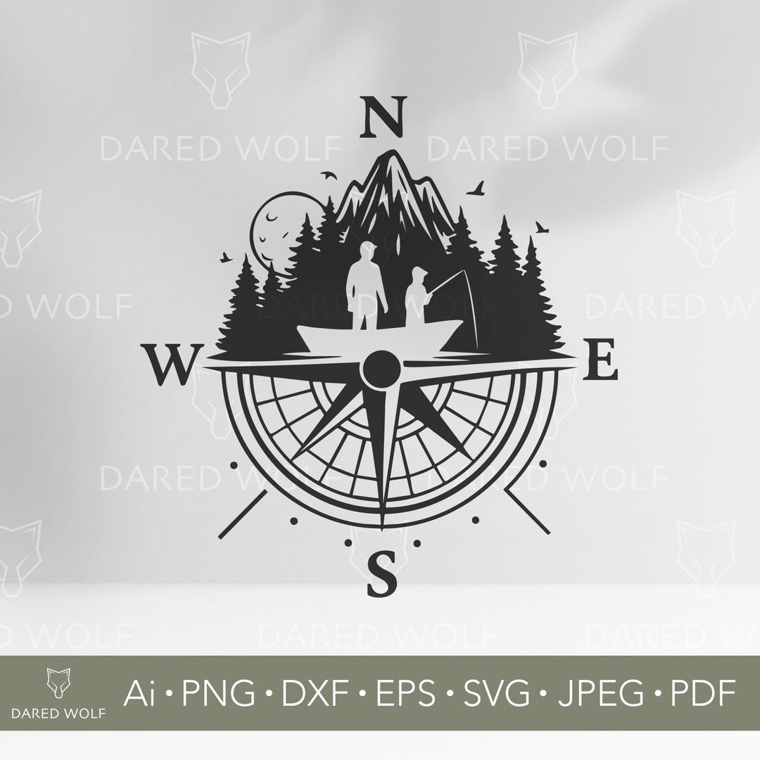 Fishing Compass Vector Art | Fisherman SVG for Cricut and Silhouette ...